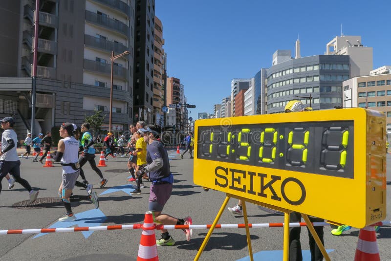 SEIKO Digital Marathon Clock Placed at Tokyo Marathon Editorial Stock ...