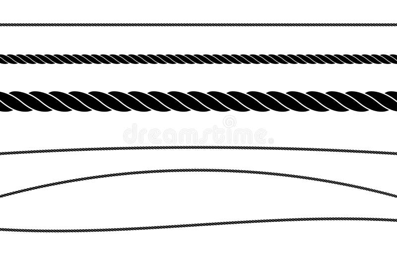 Seil-Schnur-Ebenen-einzelner Farbvektor-Illustrations-Satz Vektor ...