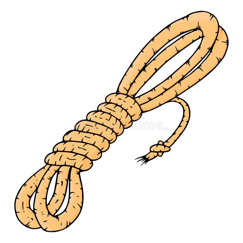 Rope-Symbol Vektor Eines Zeichentrickseils Handgezogenes Seil, Das Mit ...