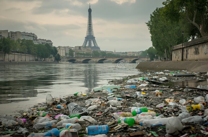 Seine Pollution Near Eiffel Tower Stock Image - Image of cityscape ...