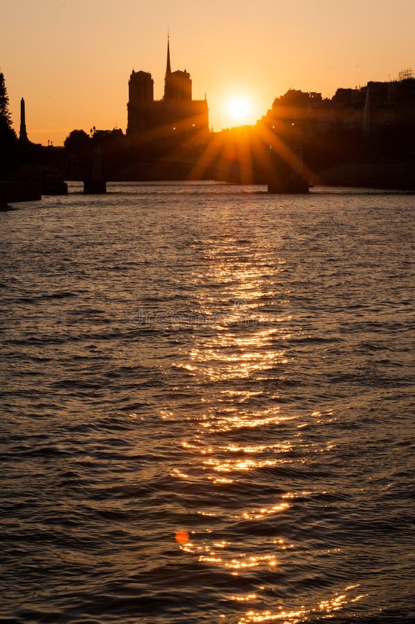 Seine river in the sunset stock image. Image of golden - 31048405