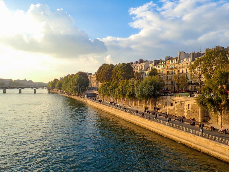 Seine river at the sunset stock image. Image of arno - 110159931