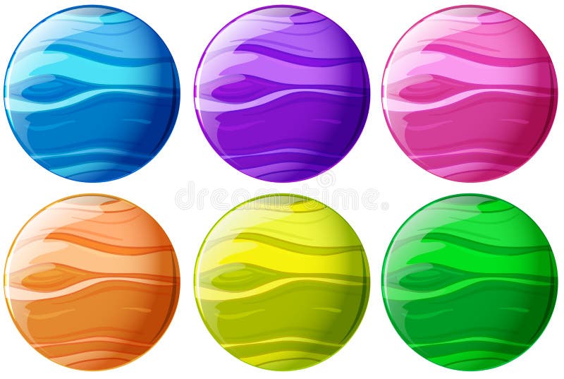 Seis bolas coloridas ilustração do vetor. Ilustração de prendedor ...