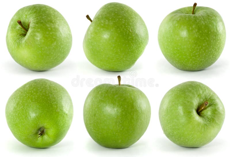 Seis manzanas verdes imagen de archivo. Imagen de travieso - 4116299