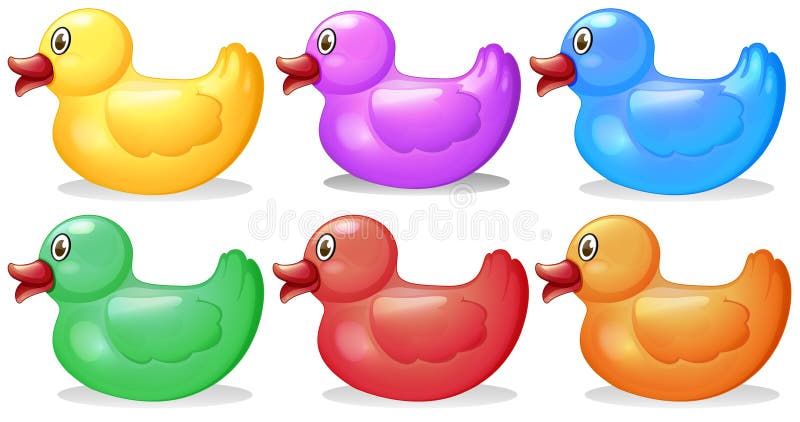Seis Patos De Goma Coloridos Ilustración del Vector - Ilustración de ...
