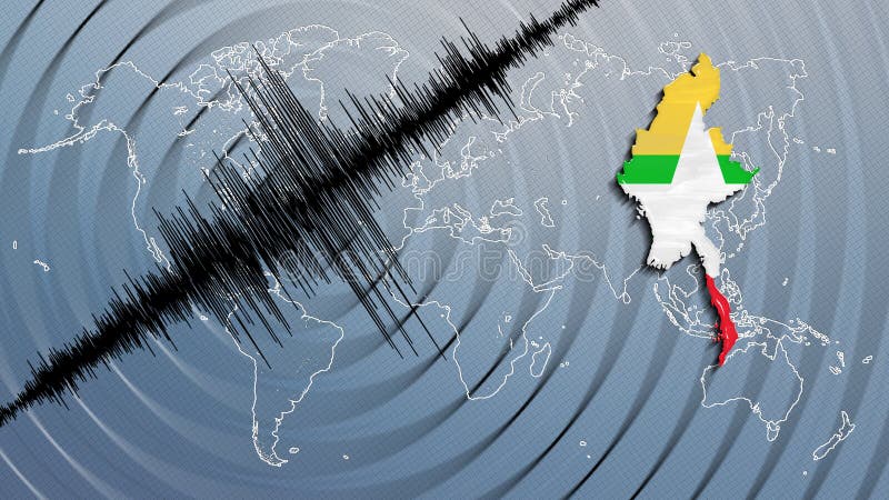 Seismic Activity Earthquake Myanmar Map Stock Illustration ...