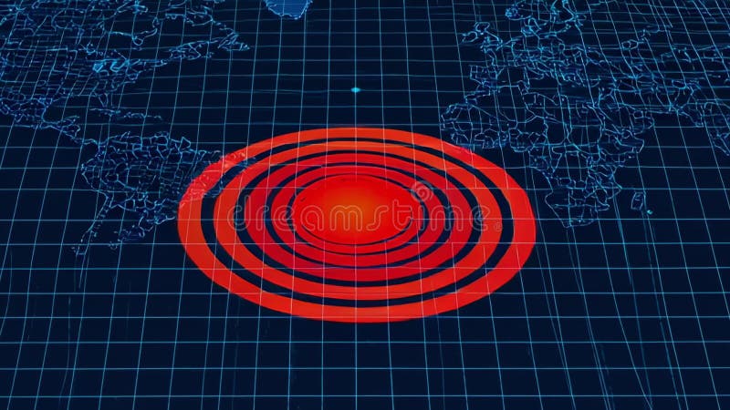 Earthquake Epicenter Expanding on World Map in Slow Motion Stock ...