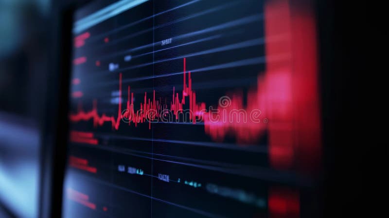 Seismic Wave Graph Showing Increasing Red Fluctuations on Dark Computer ...