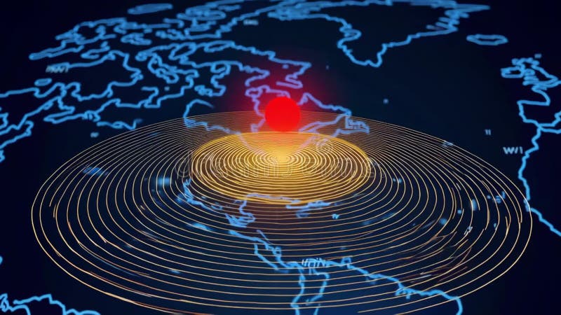 Earthquake Seismic Activity Expanding on World Map in Slow Motion Stock ...
