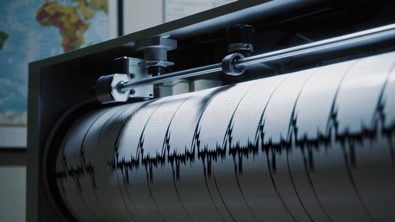 Seismic Activity Recording on a Seismograph in Slow Motion Stock ...
