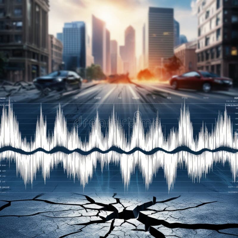 Seismograph with Sharp Lines Indicating a Powerful Earthquake Stock ...