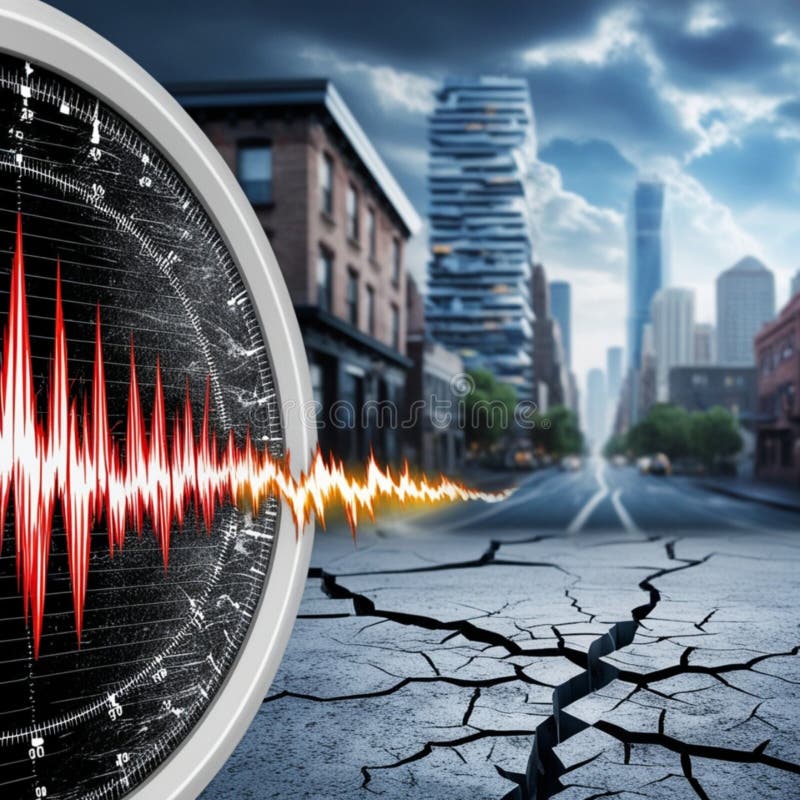 Seismograph with Sharp Lines Indicating a Powerful Earthquake Stock ...