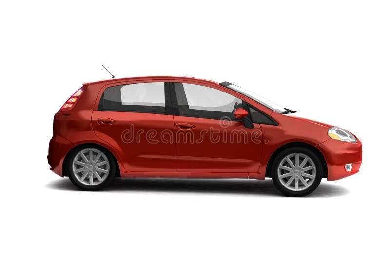 Seitenansicht Des Roten Autos Des Hatchback Stock Abbildung ...