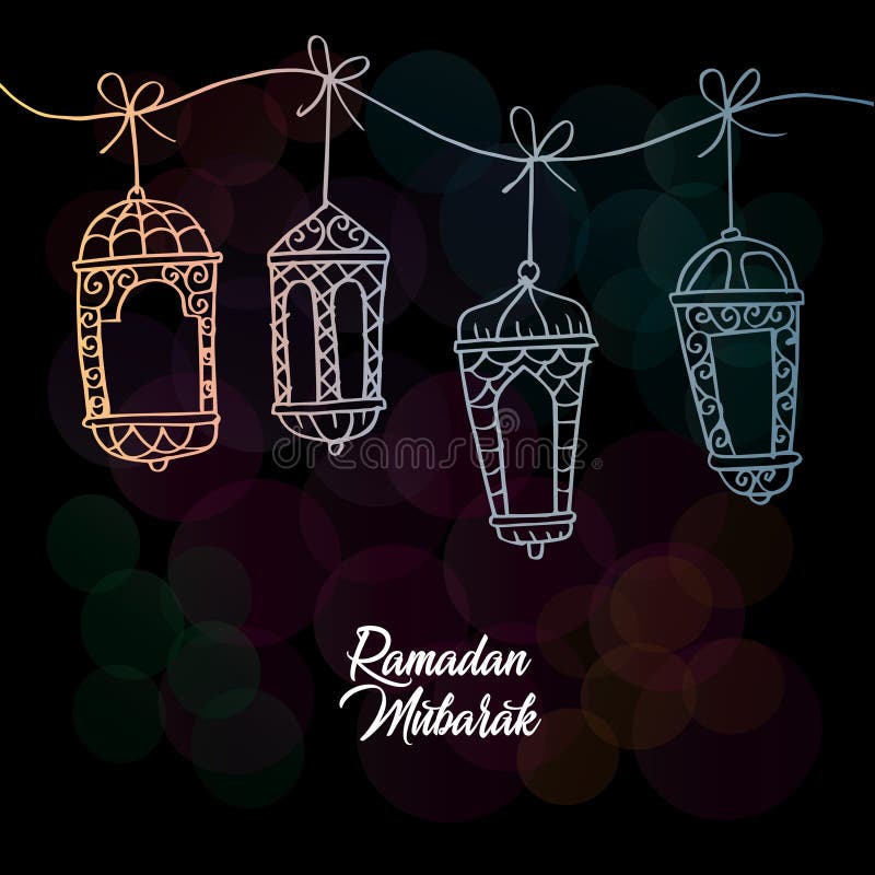 Selamat Hari Raya Aidilfitri with Lantern Stock Illustration ...