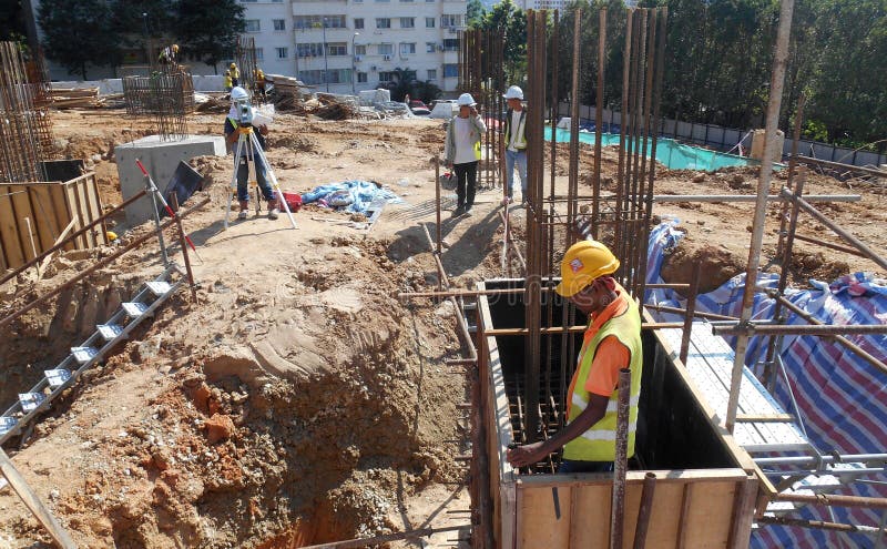 The Concrete Pile Cap and Column Stump are Under Construction at the ...