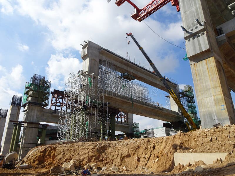 An Elevated Road is Under Construction. Reinforced Concrete is Used for ...