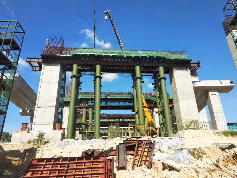 An Elevated Road is Under Construction. Reinforced Concrete is Used for ...