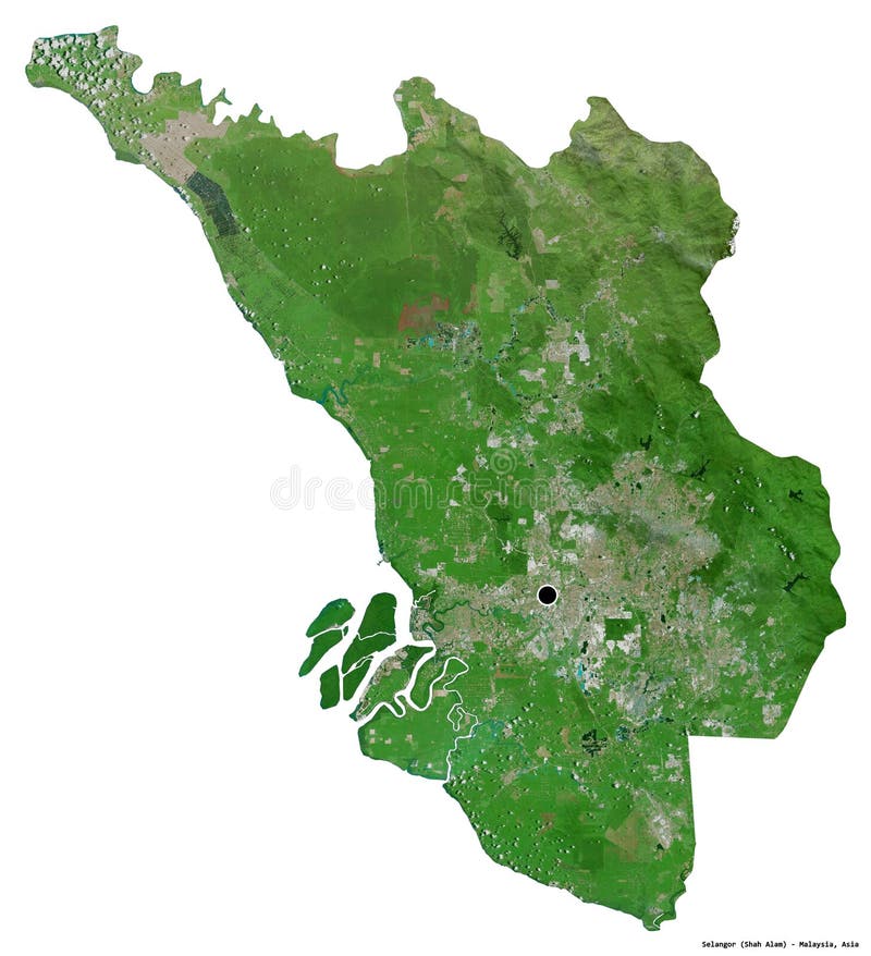 Selangor, State Of Malaysia, On White. Satellite Stock Illustration ...
