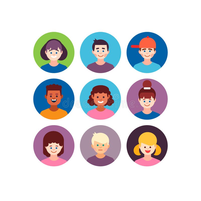 Kids Avatar Group of Users Profile Picture Stock Vector - Illustration ...