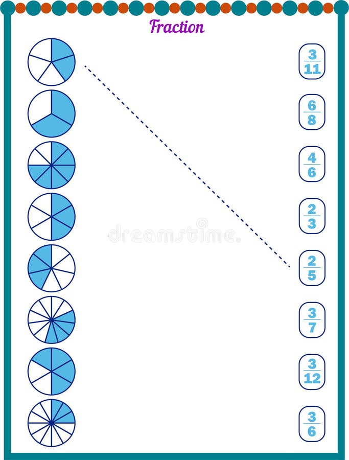 Select the Correct Fraction for the Shape. Math Sheet for Children ...