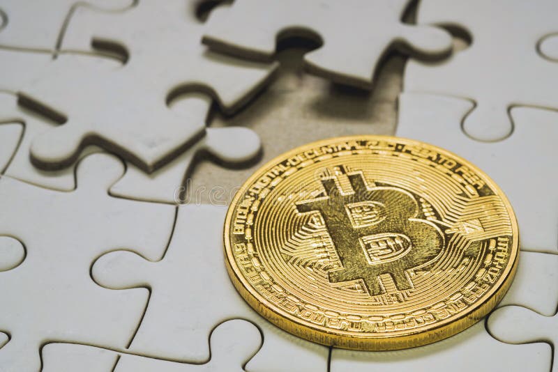 Select Focus Close Up a Golden Bitcoin Coin. Cryptocurrency. Missing ...