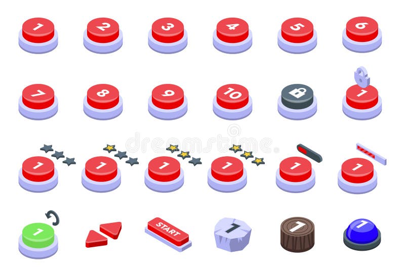 Select Game Level Icons Set Isometric Vector. Indicator Pointer Stock ...