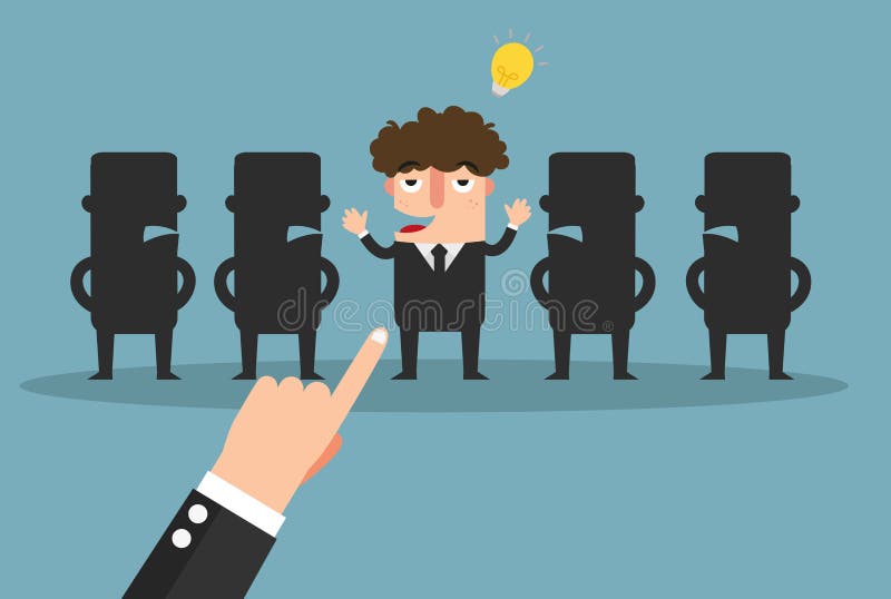 Hand Find Select Person in Line of People Stock Illustration ...