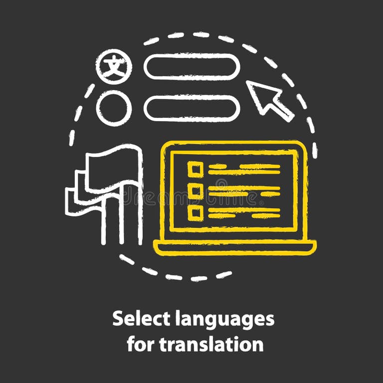 Select Languages for Translation Chalk Concept Icon. Translator ...
