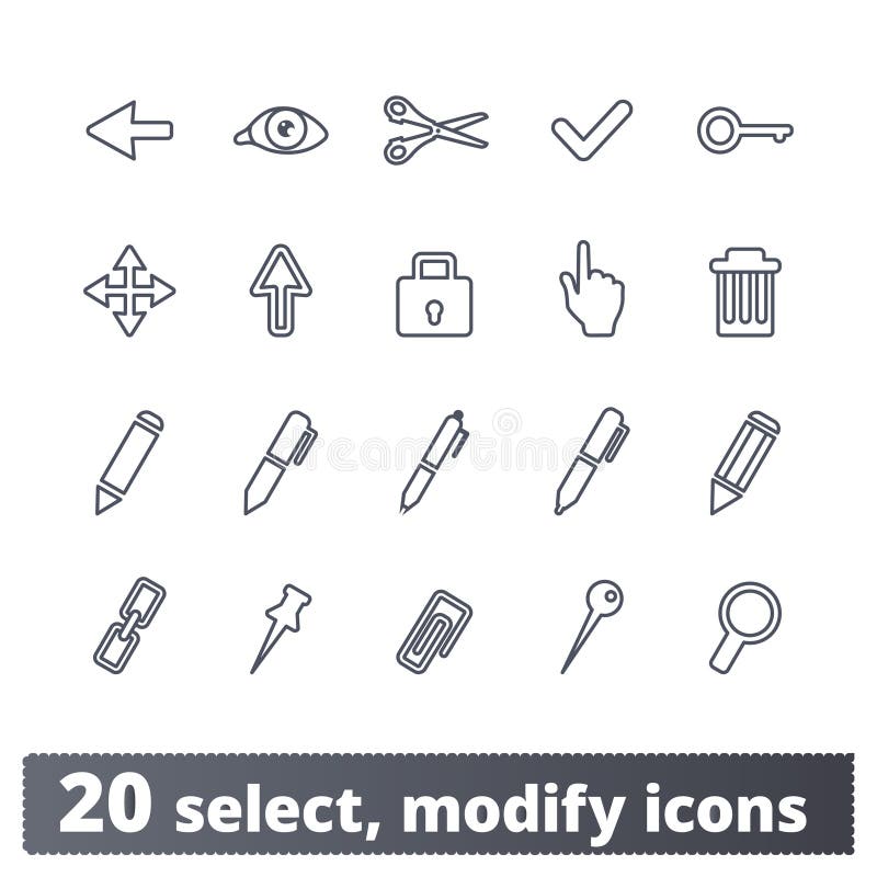 Select, Modify, Graphic Designer Tools Icons Set Stock Vector ...