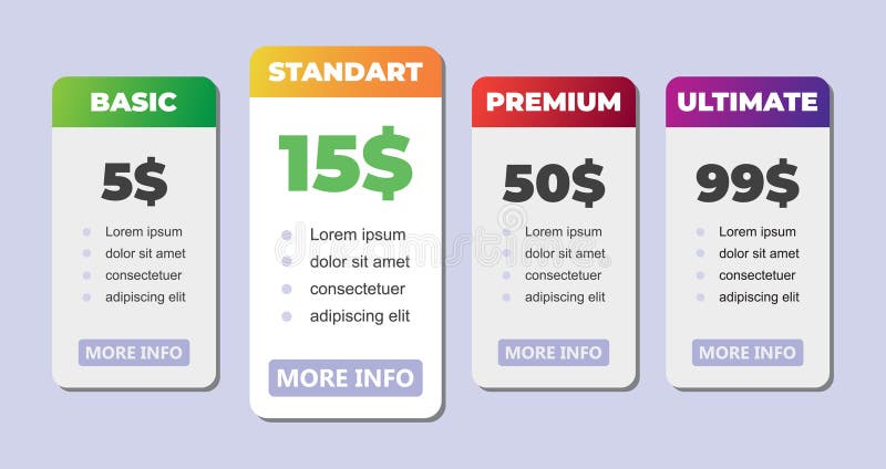 Select Price Baners. Subscribtion Plans for Landing Pages Web Site UI Template. Vector Simple ...