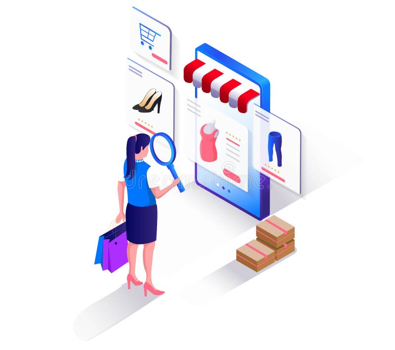 Select and Search for Online Shopping Items Stock Vector - Illustration ...