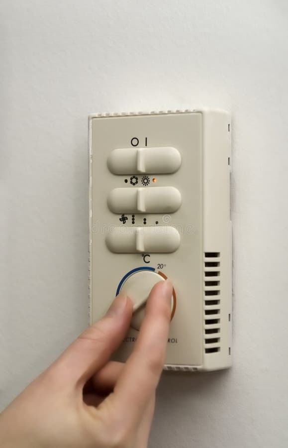 Thermostat with Fan and Temperature Control Stock Image - Image of ...