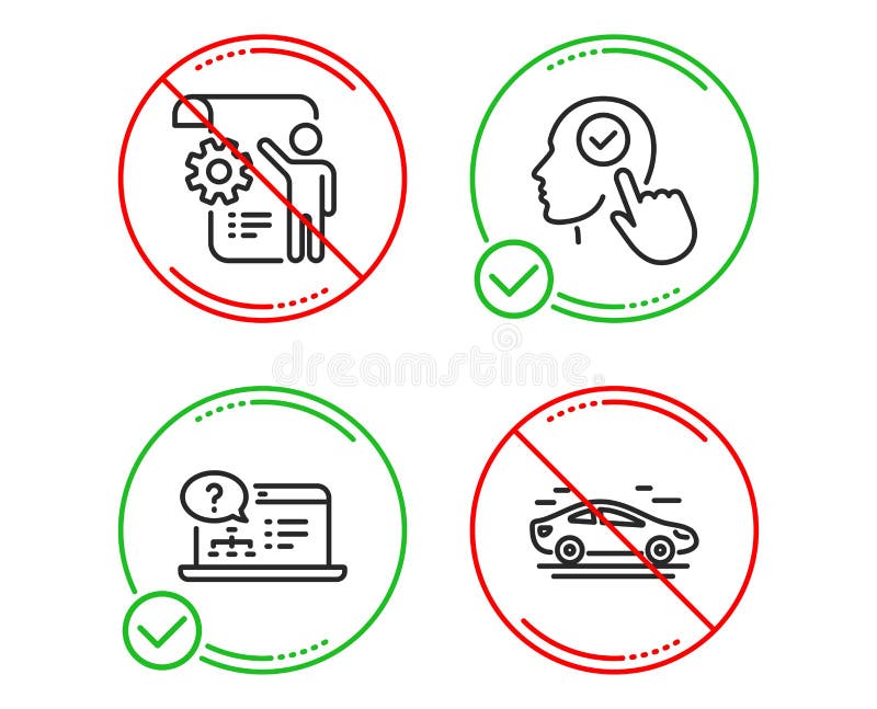 Select User, Online Help and Settings Blueprint Icons Set. Car Sign ...
