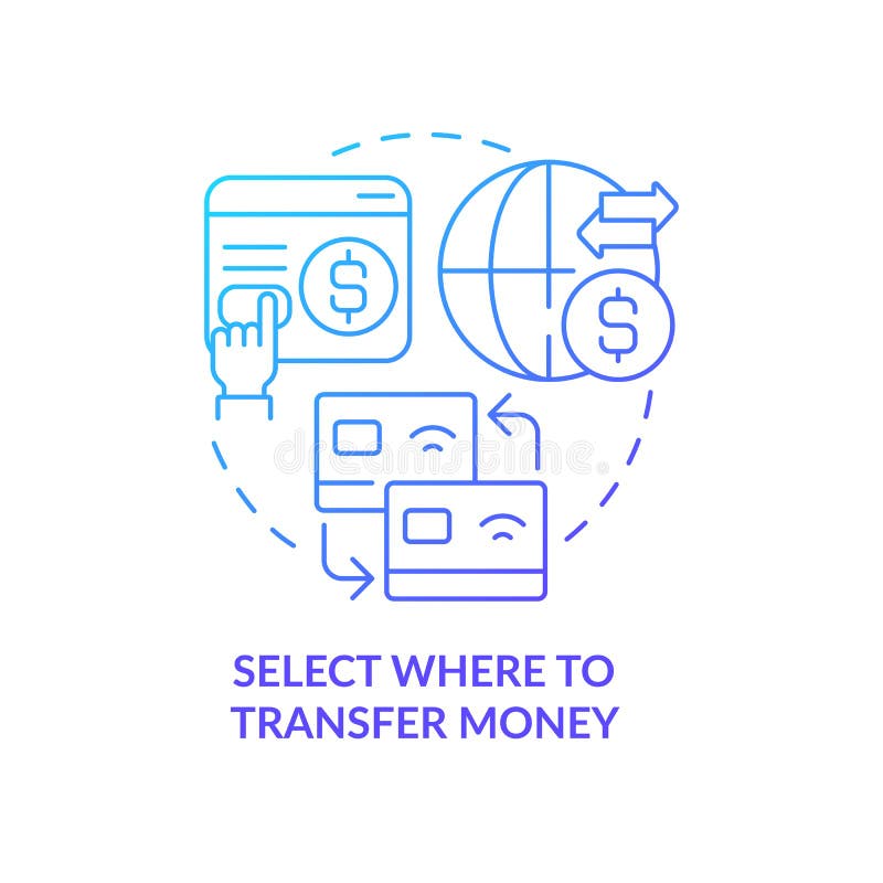 Select Where To Transfer Payment Blue Gradient Concept Icon Stock ...