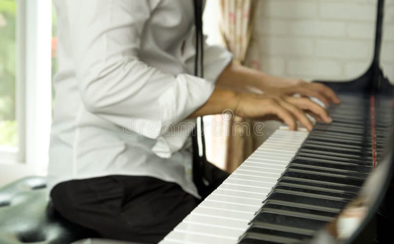 Selected Focus on Piano Keys Man Playing the Piano Stock Photo - Image ...