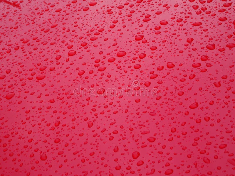 Selected Focused of Rain Drop on Top of Red Metallic Metal. Stock Photo ...