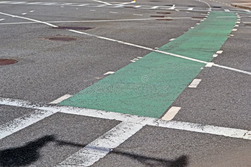 Selected Green Line for Bikes, Modern Transportation, Stock Photo ...
