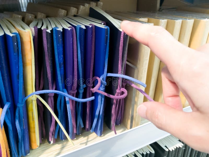 Selected the Notebook on the Shelf at Book Shop Stock Image - Image of ...