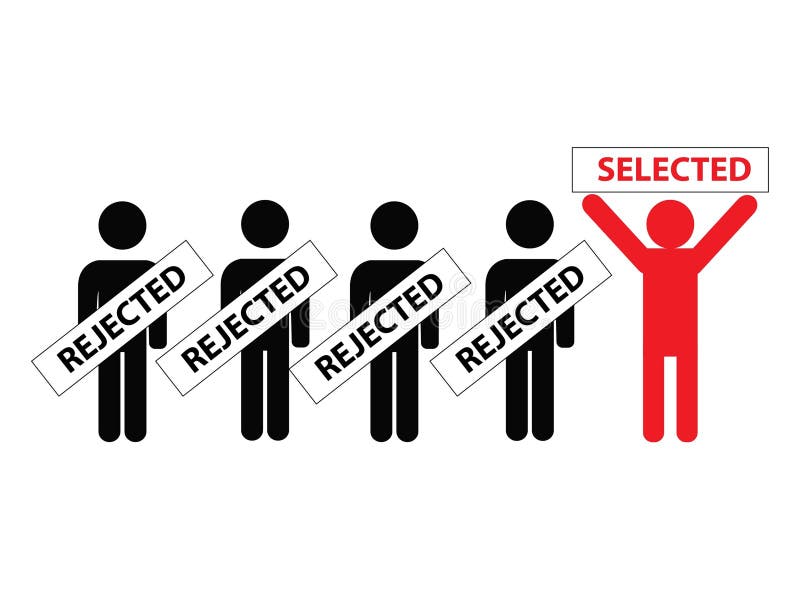 Silhouettes of Four People with the Text Rejected on Them and One ...