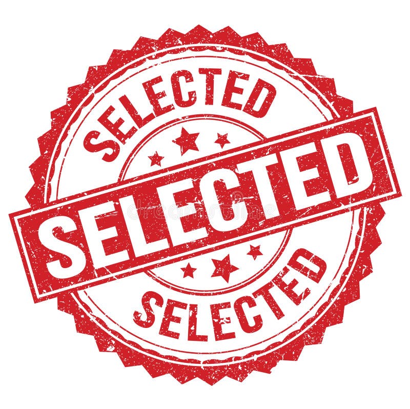 SELECTED Text on Red Round Stamp Sign Stock Illustration - Illustration ...