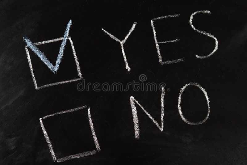 Selected YES on the School Chalkboard Stock Photo - Image of check ...