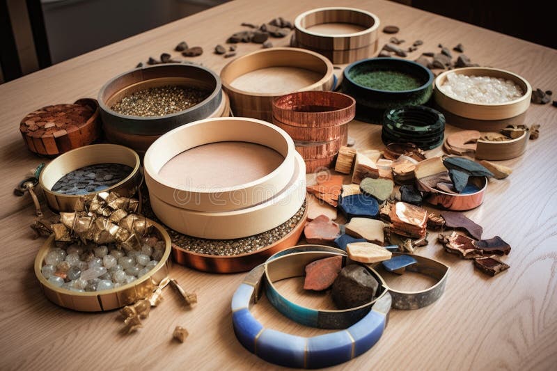 Selecting Materials for Tambourine Construction Stock Illustration ...