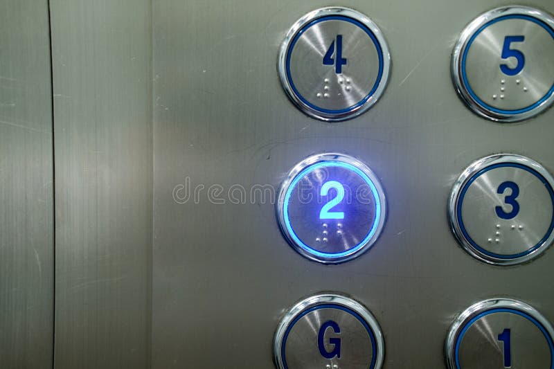Selecting a Numbered Floor. 2nd Floor Stock Photo - Image of choosing ...