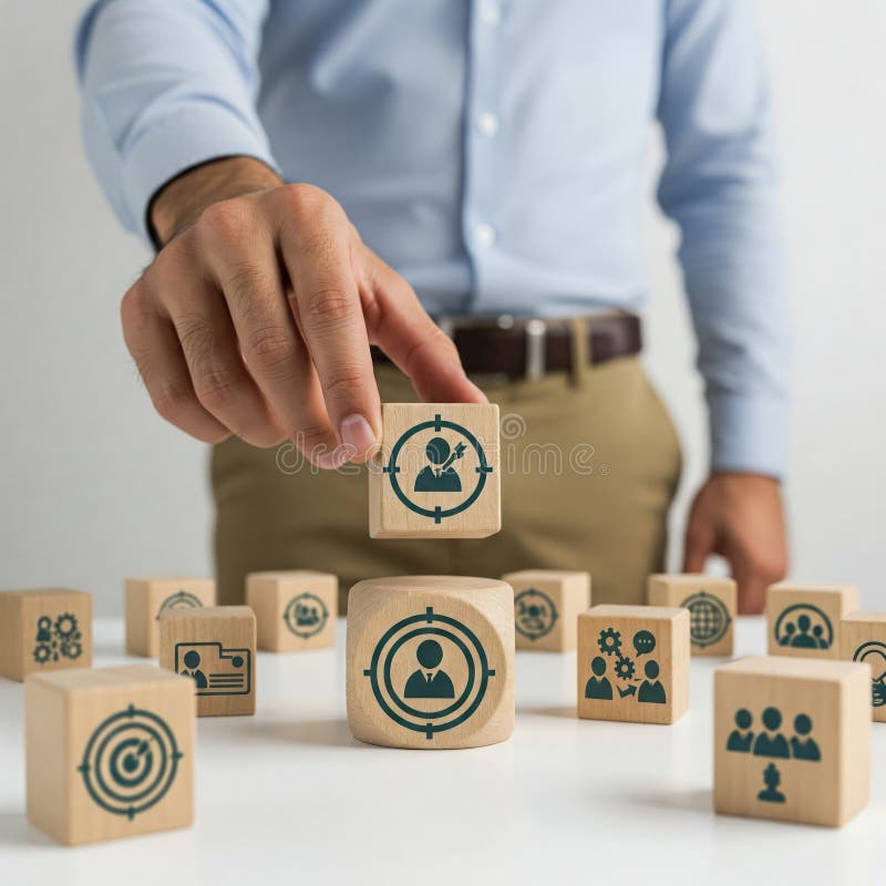 Selecting the Target Audience Using Wooden Cubes. Stock Illustration ...