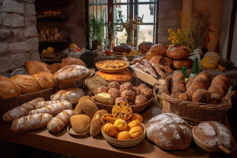 Selection of Artisan Breads, with Different Shapes and Flavors for ...