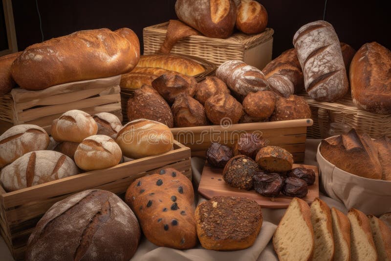 Selection of Artisan Breads, Each with Unique and Distinctive Shape and ...