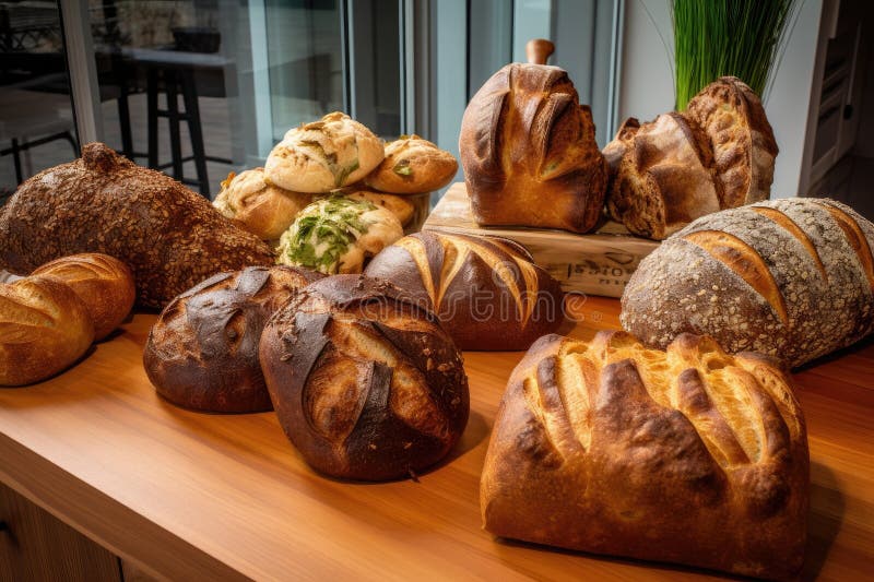 Selection of Artisan Breads, with Different Shapes and Flavors for ...