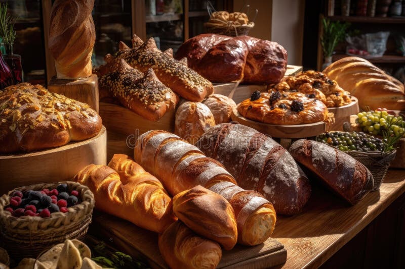 Selection of Artisan Breads with Various Toppings, from Savory To Sweet ...