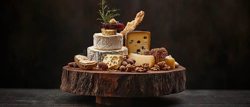 Selection of Artisanal Cheeses, Gourmet Nuts, and a Rustic Cheese ...