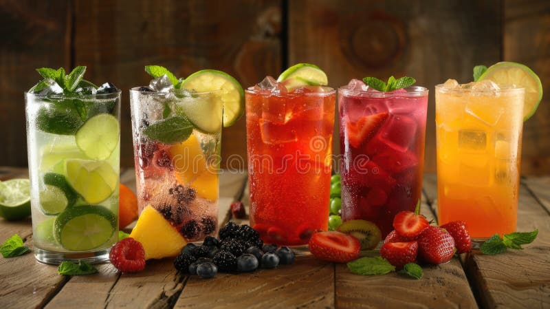 Selection Beverages Rustic Wooden Surface Stock Photos - Free & Royalty ...